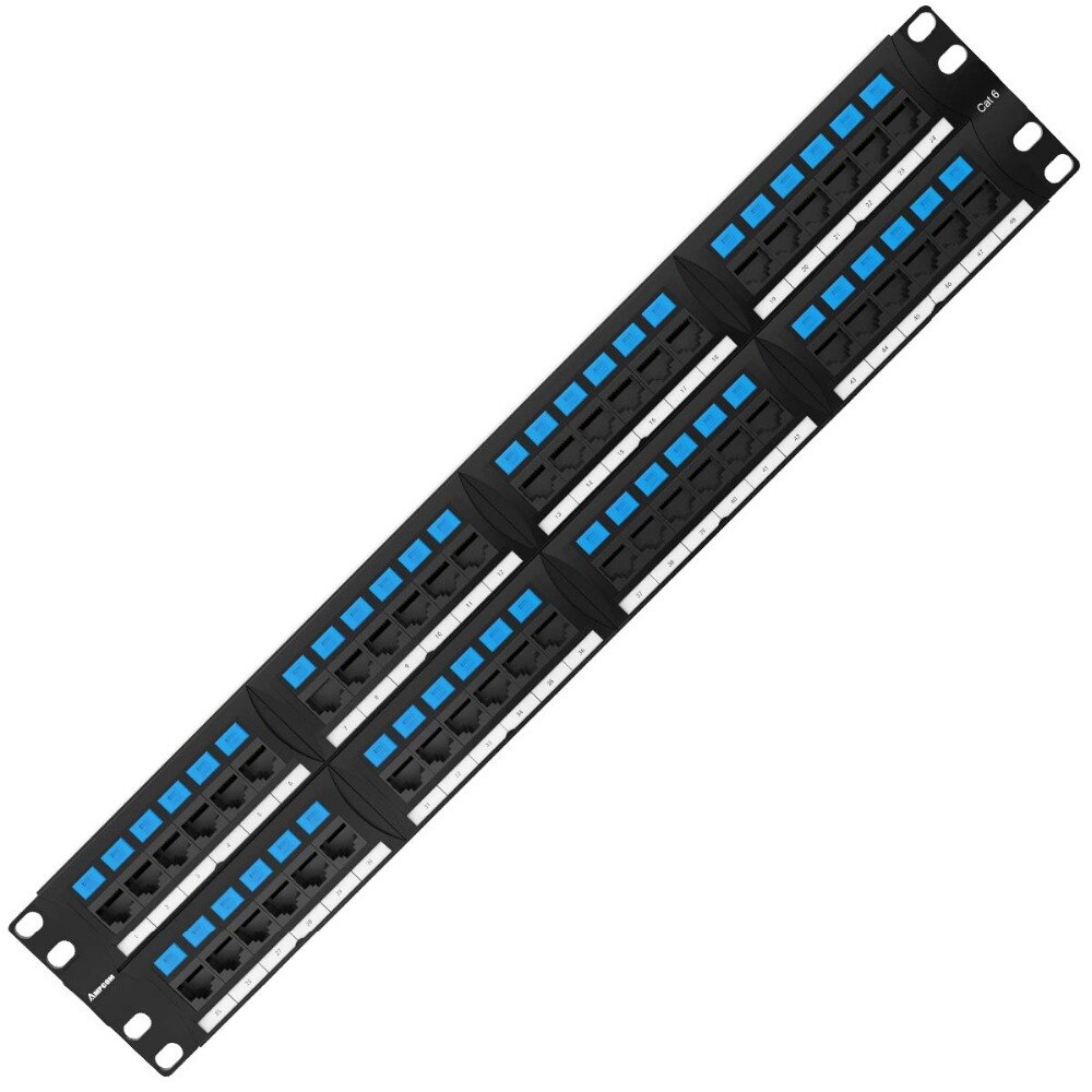 Patch Panel cao cấp 2U-48 Port Cat6 AMPCOM